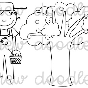 Johnny Appleseed Digital Clip Art Set Black Line Version Instant ...