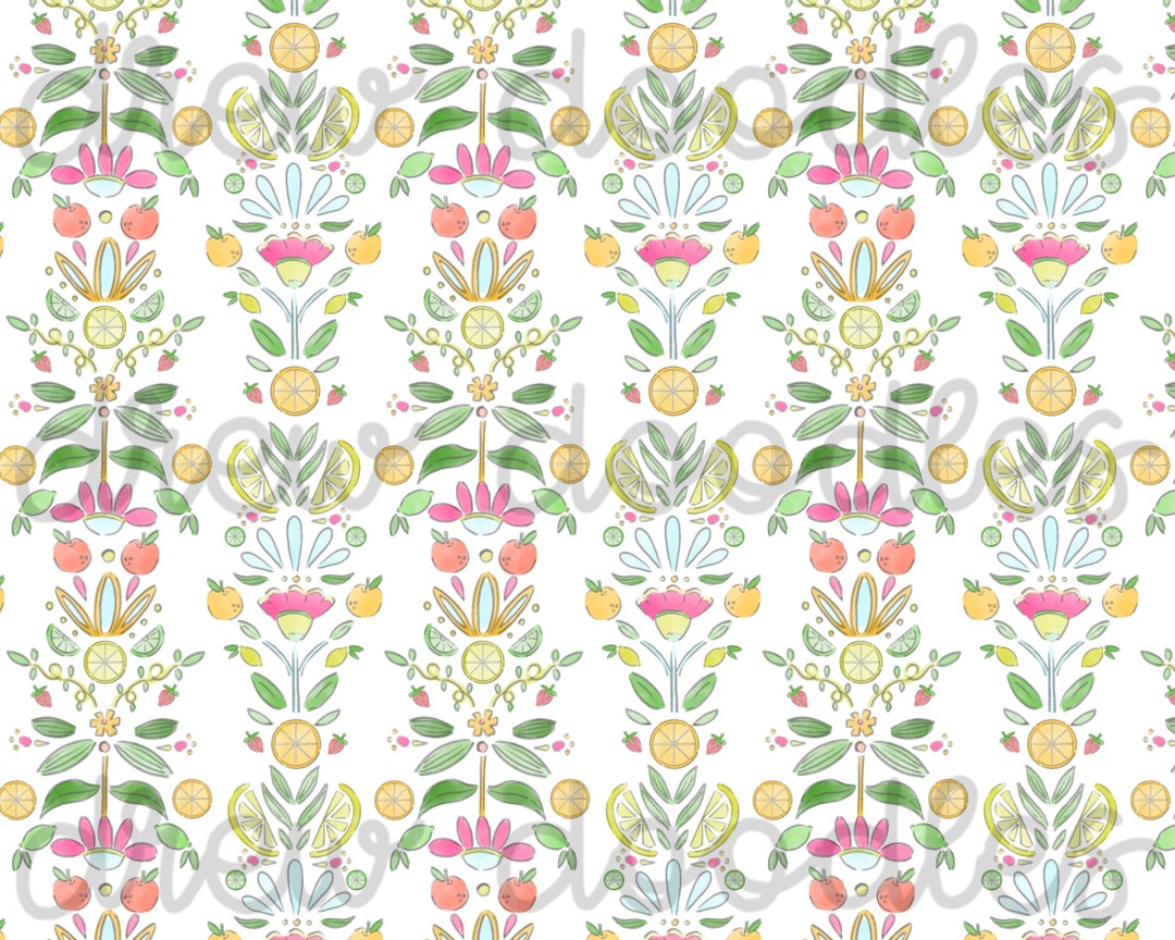 Watercolor Fruity Print Pattern Digital Papers Backgrounds 4x6 and 5x7 ...