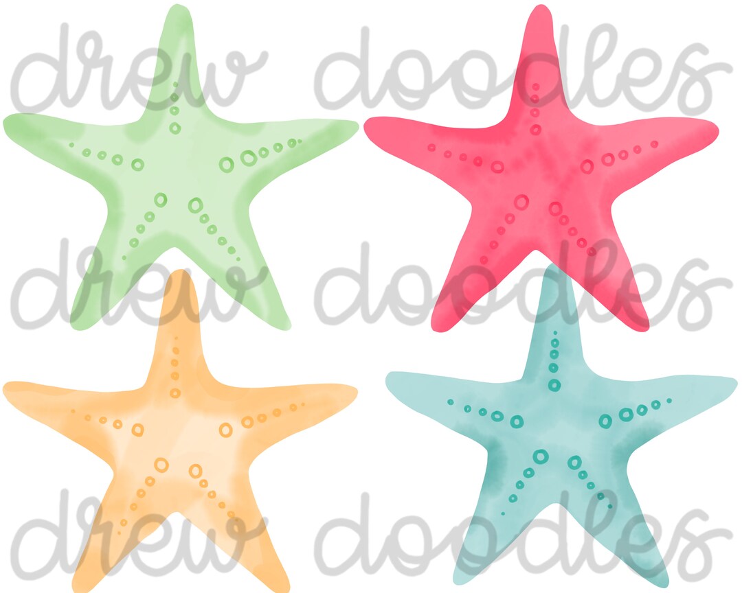Watercolor Starfish Digital Clip Art Set- Instant Download - Etsy