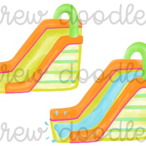 Watercolor Bright Water Slide, Inflatable Slide Digital Clip Art Set ...