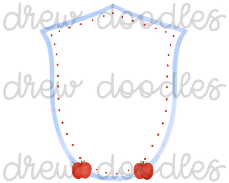 Watercolor Blue Bow Apple Crest Digital Clip Art Set Instant - Etsy
