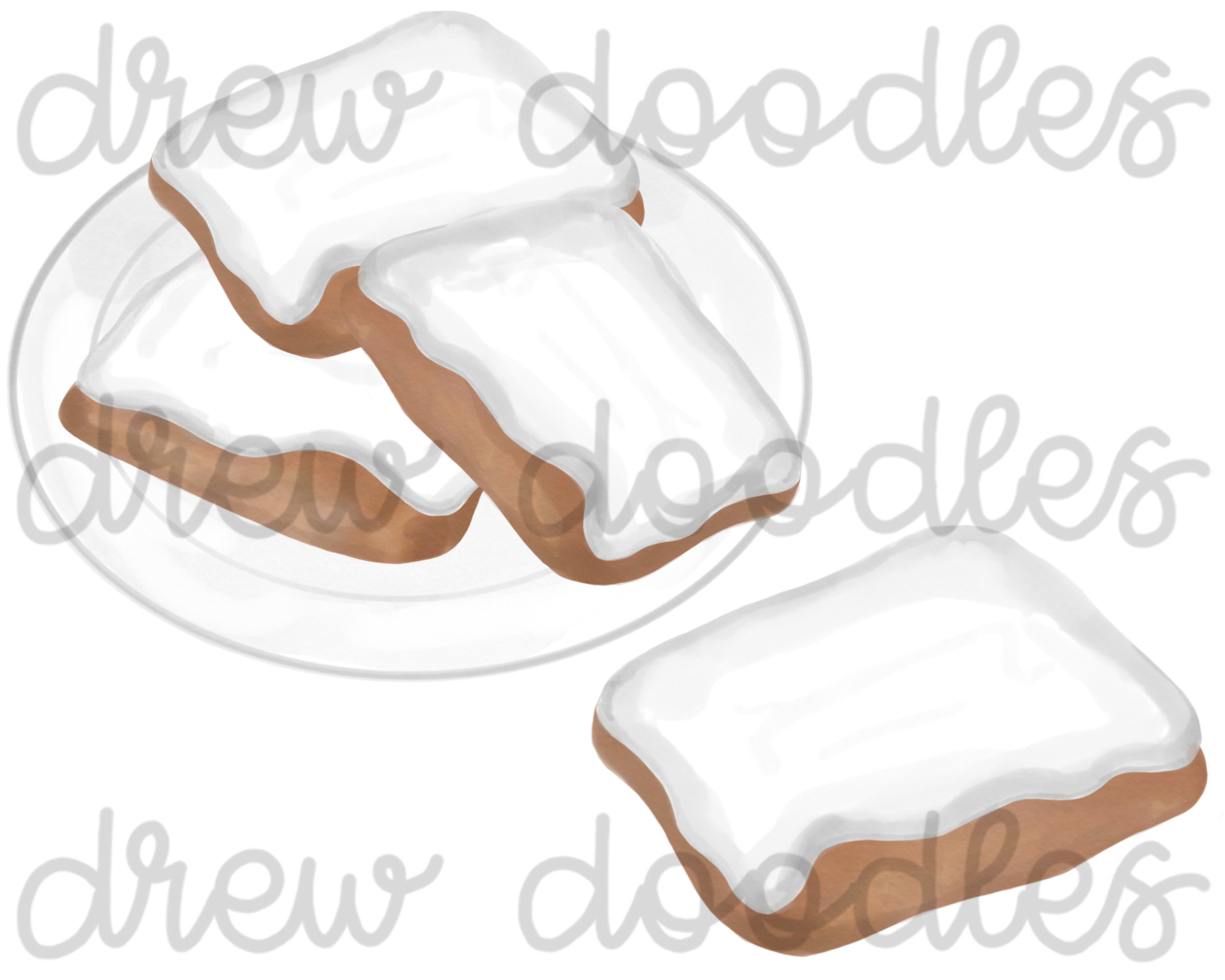 Watercolor Beignets Digital Clip Art Set- Instant Download - Etsy