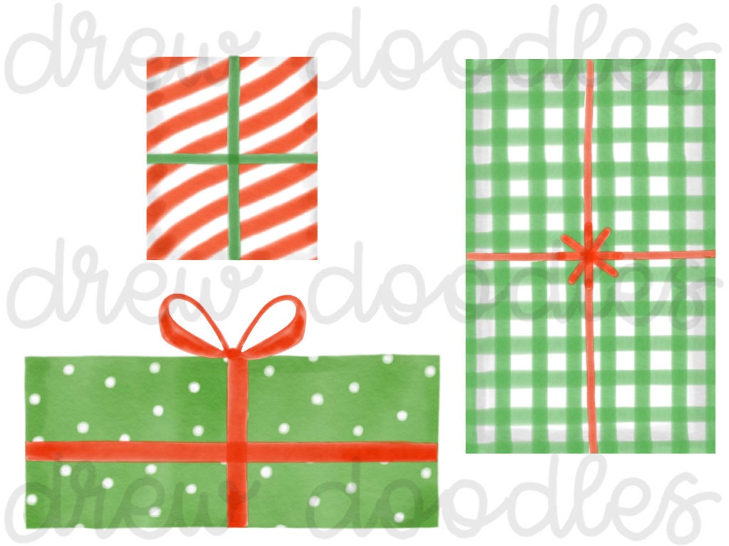 Watercolor Christmas Presents Digital Clip Art Set Instant - Etsy