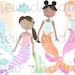 Watercolor Mermaids Digital Clip Art Set- Instant Download - Etsy Canada
