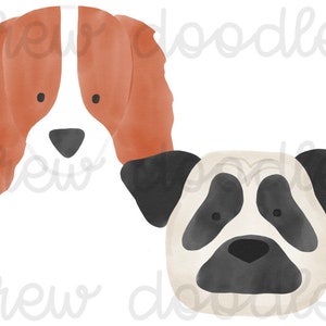Watercolor Dog Heads Digital Clip Art Set- No Outline- Instant Download ...