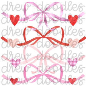 Watercolor Valentine's Day Bow Ribbons- Instant Download - Etsy