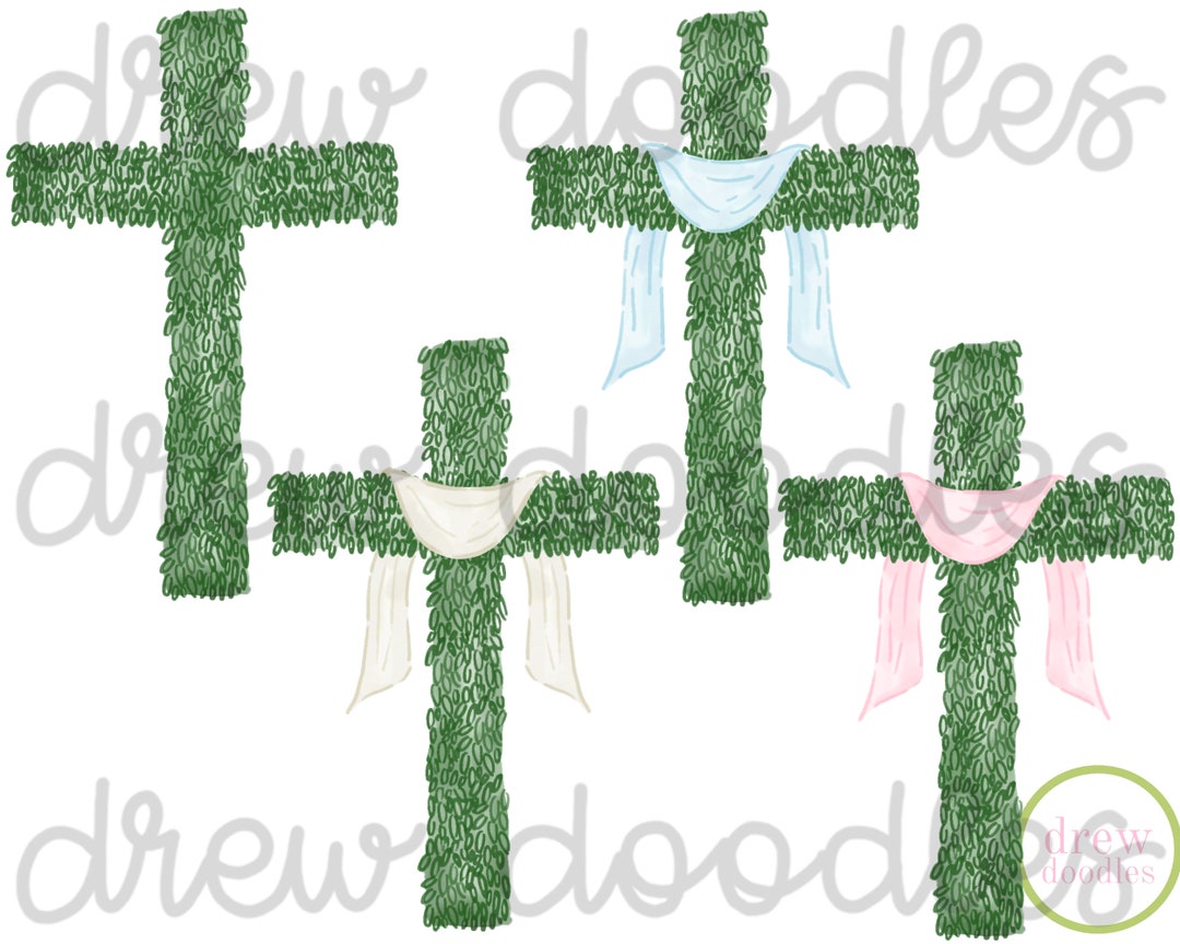 Watercolor Boxwood Easter Crosses Digital Clip Art Set- Instant ...