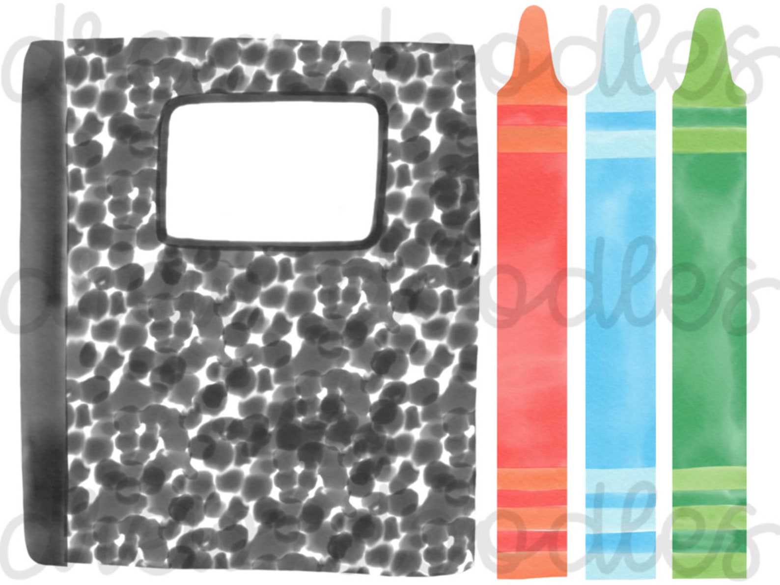 Watercolor Back to School Doodles Digital Clip Art Set- Instant ...