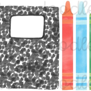 Watercolor Back to School Doodles Digital Clip Art Set- Instant ...