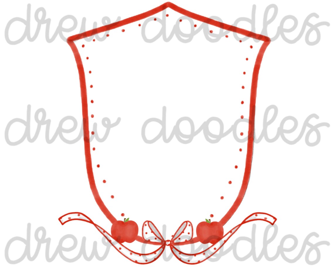 Watercolor Bow Pink and Red Apple Crest Digital Clip Art Set - Etsy