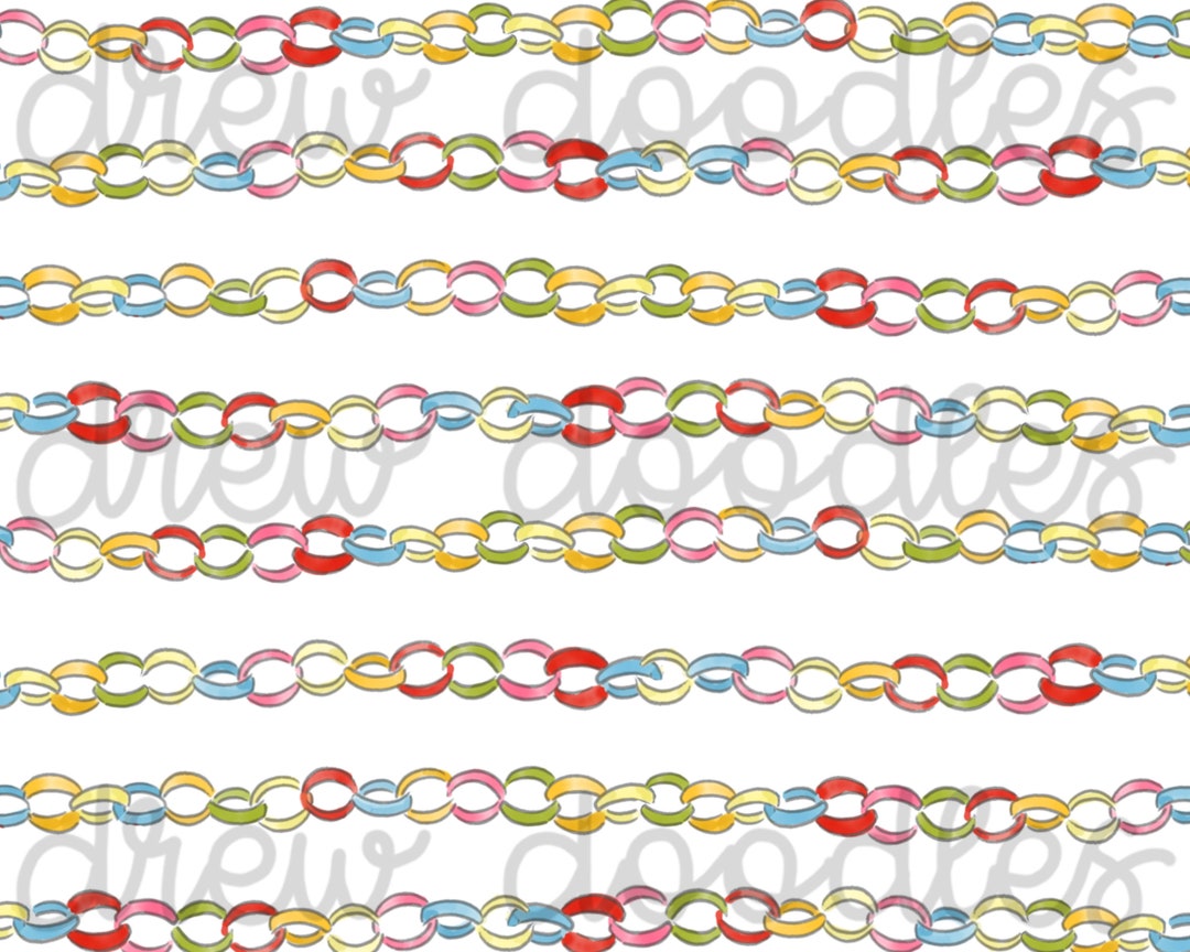 Watercolor Rainbow Paper Chain Pattern Print Digital Papers Backgrounds ...