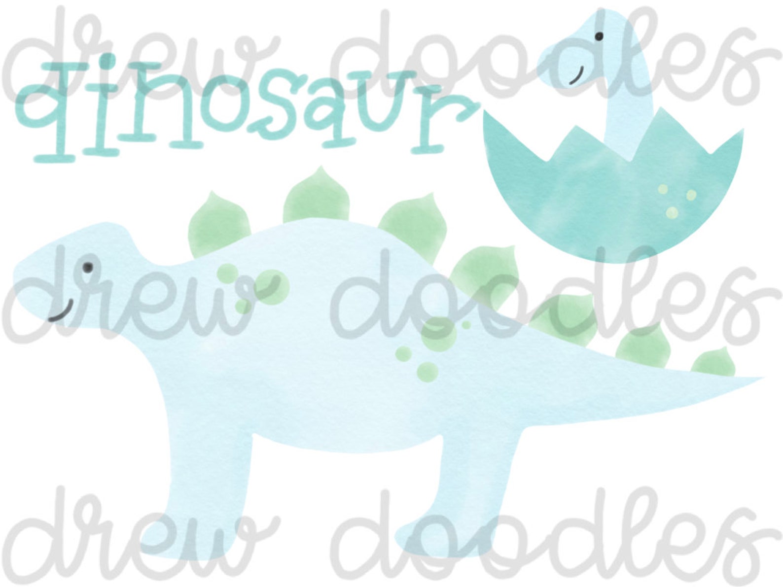Watercolor Pastel Dinosaurs Digital Clip Art Set Instant - Etsy