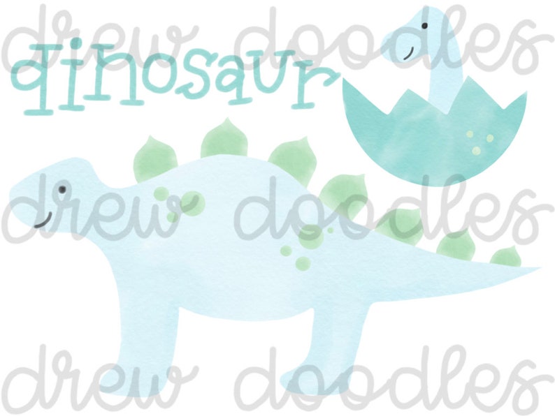 Watercolor Pastel Dinosaurs Digital Clip Art Set Instant - Etsy