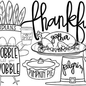 Thanksgiving Doodles Digital Clip Art Set- Instant Download - Etsy