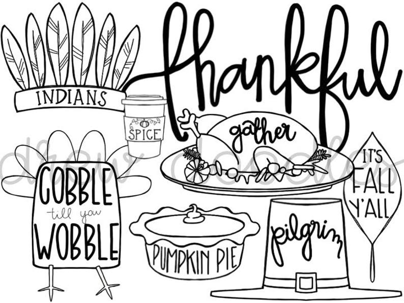 Thanksgiving Doodles Digital Clip Art Set Instant Download - Etsy