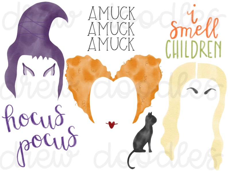 Watercolor Hocus Pocus Digital Clip Art Set Instant Download | Etsy