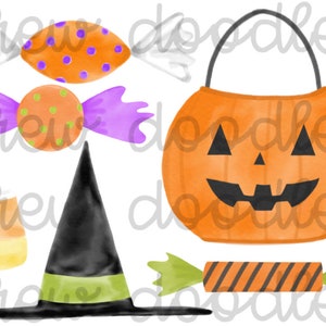 Watercolor Halloween Digital Clip Art Set Instant Download - Etsy