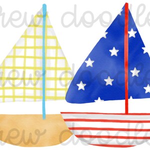 Watercolor Sailboats Digital Clip Art Set- Instant Download - Etsy