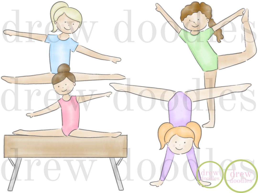 Watercolor Girl Gymnast Gymnastics Digital Clip Art Set- Instant ...