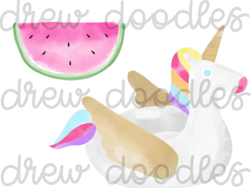 Watercolor Summer Fun Digital Clip Art Set Instant Download - Etsy
