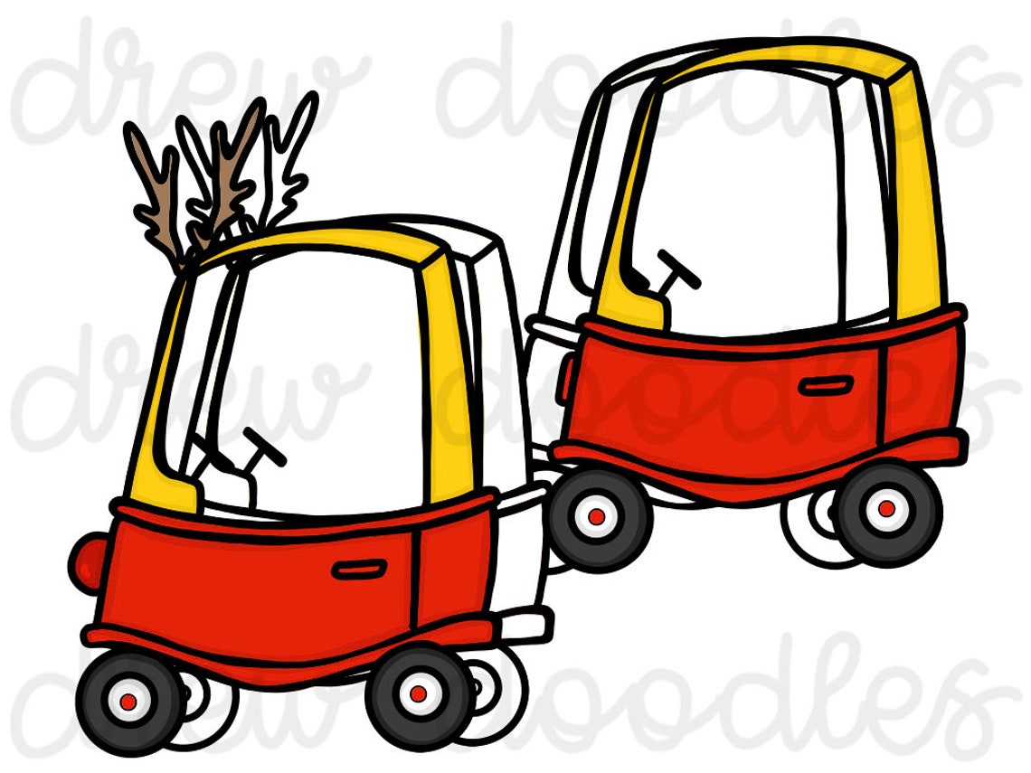 Christmas Coupe Digital Clip Art Set- Color and Black Line COMBO ...