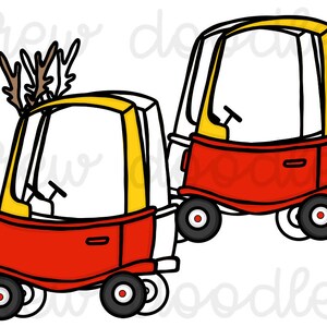 Christmas Coupe Digital Clip Art Set- Color and Black Line COMBO ...