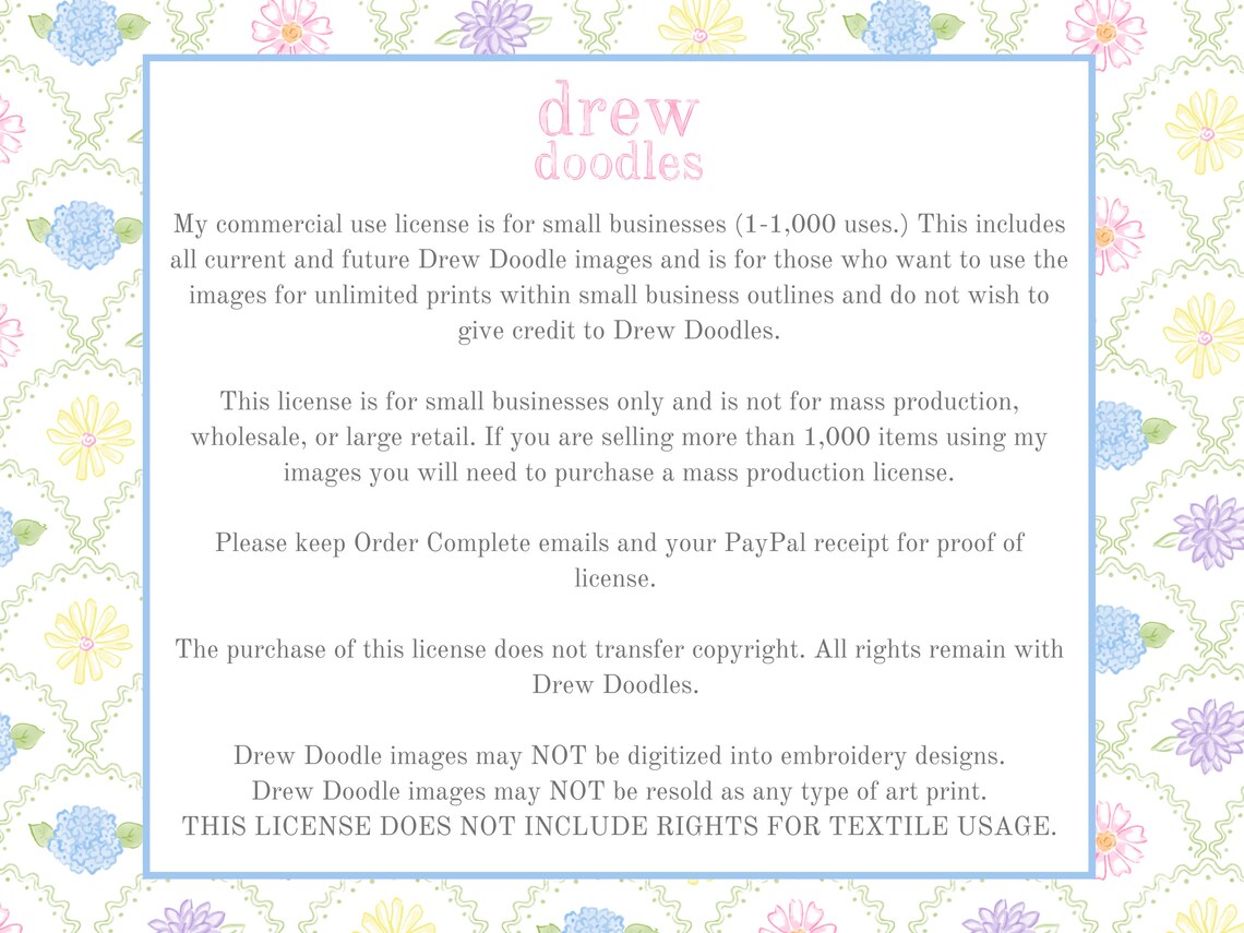 Drew Doodles Commercial License - Etsy