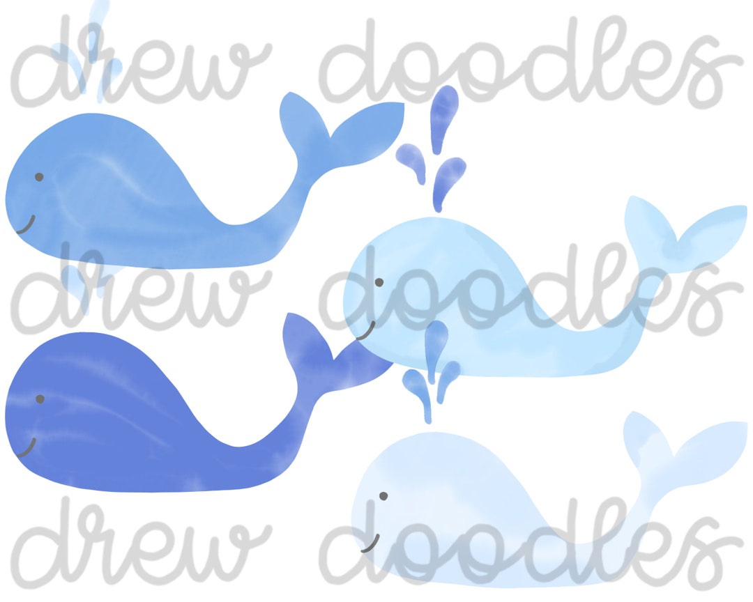 Watercolor Whales Digital Clip Art Set- Instant Download - Etsy