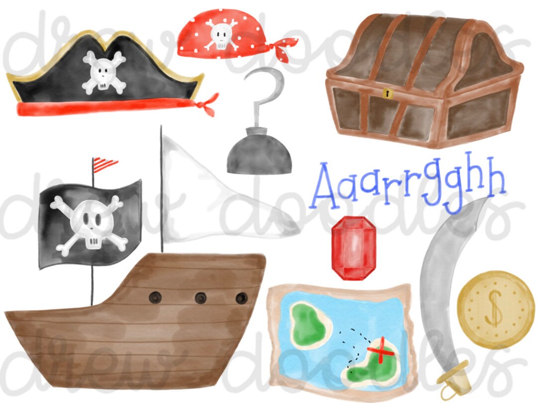 Watercolor Pirates Digital Clip Art Set- Instant Download - Etsy