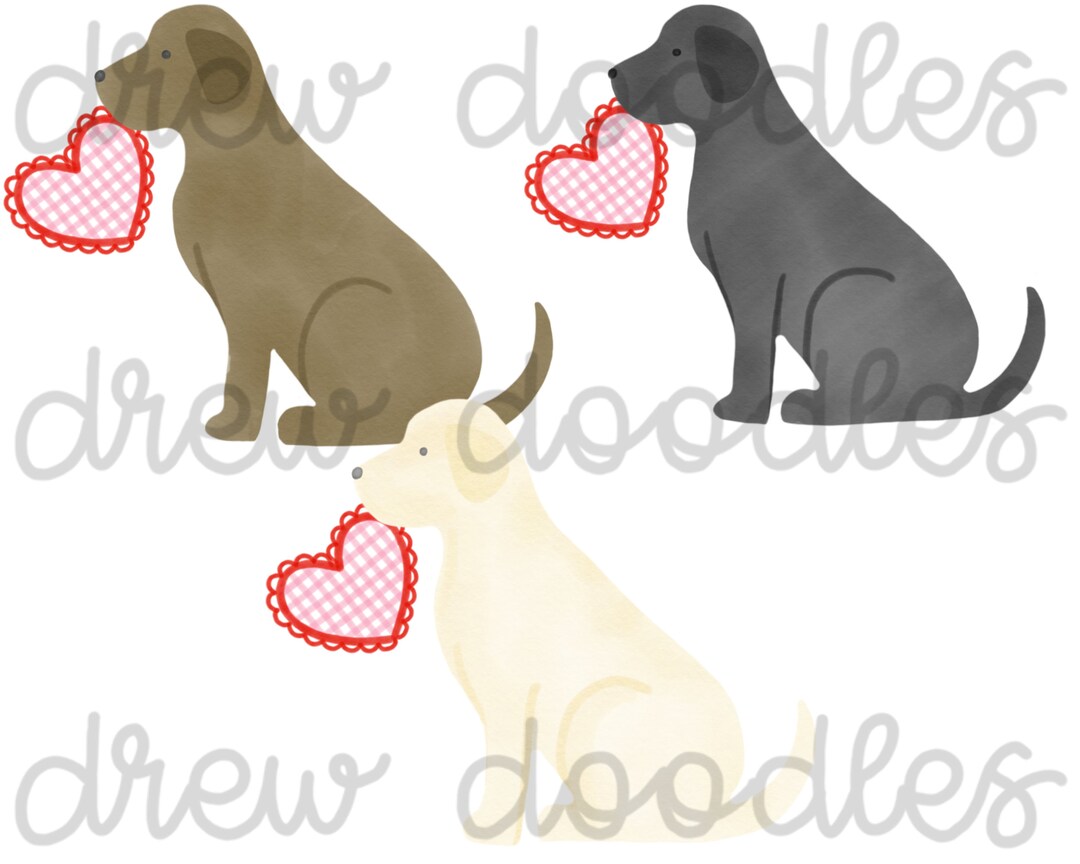 Watercolor Valentine's Day Labrador Dog- Digital Clip Art Set- Instant ...