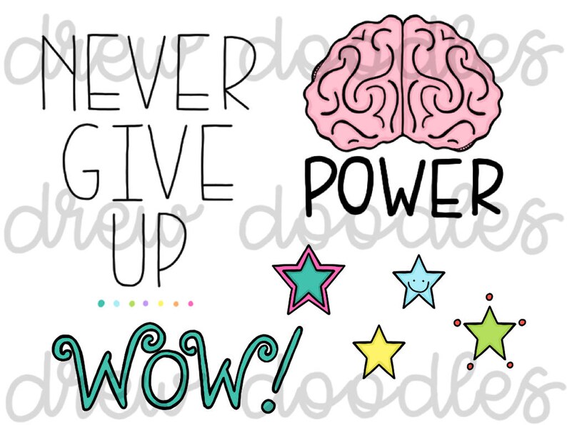 Positive Messages Doodles Digital Clip Art Set Instant - Etsy