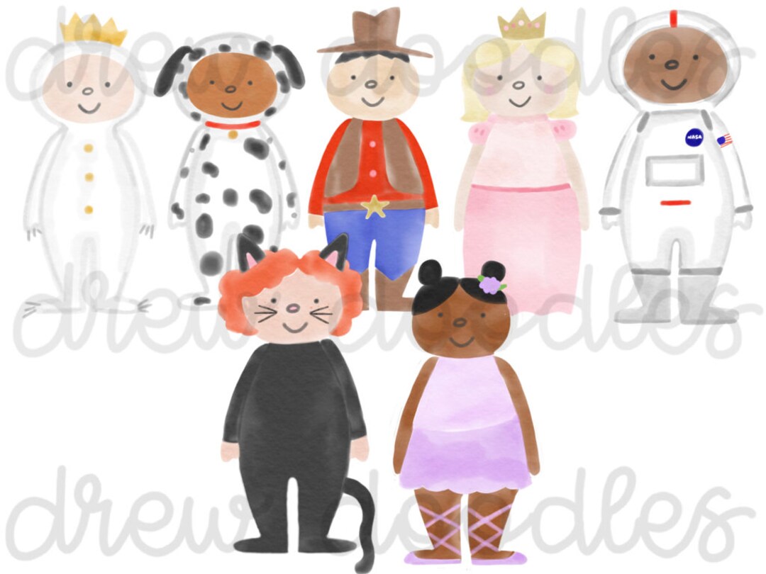 Watercolor Costume Kids Digital Clip Art Set- Instant Download - Etsy