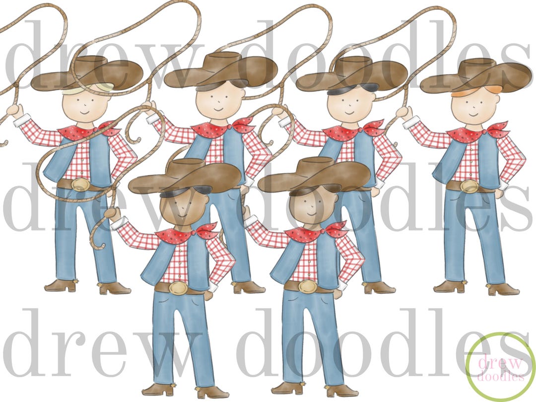 Watercolor Cowboy Digital Clip Art Set- Instant Download - Etsy