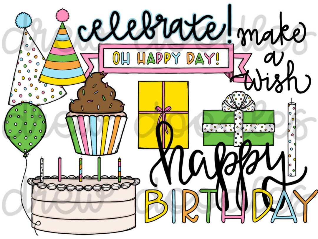 Birthday Doodles Digital Clip Art Set- Instant Download - Etsy
