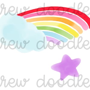 Watercolor Rainbow and Stars Clip Art Set- Instant Download - Etsy