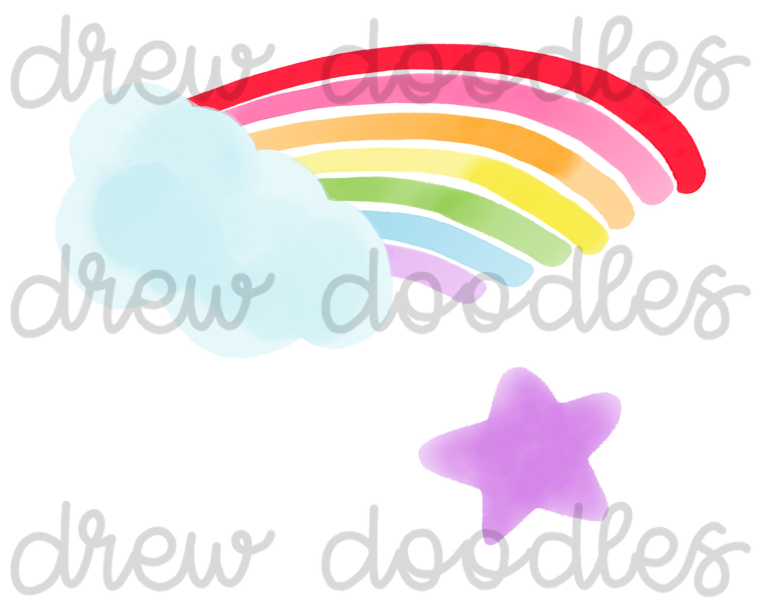Watercolor Rainbow and Stars Clip Art Set Instant Download - Etsy