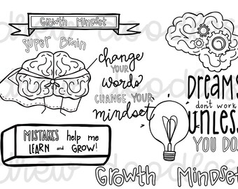 Kindness Doodles Digital Clip Art Set Black Line Version | Etsy