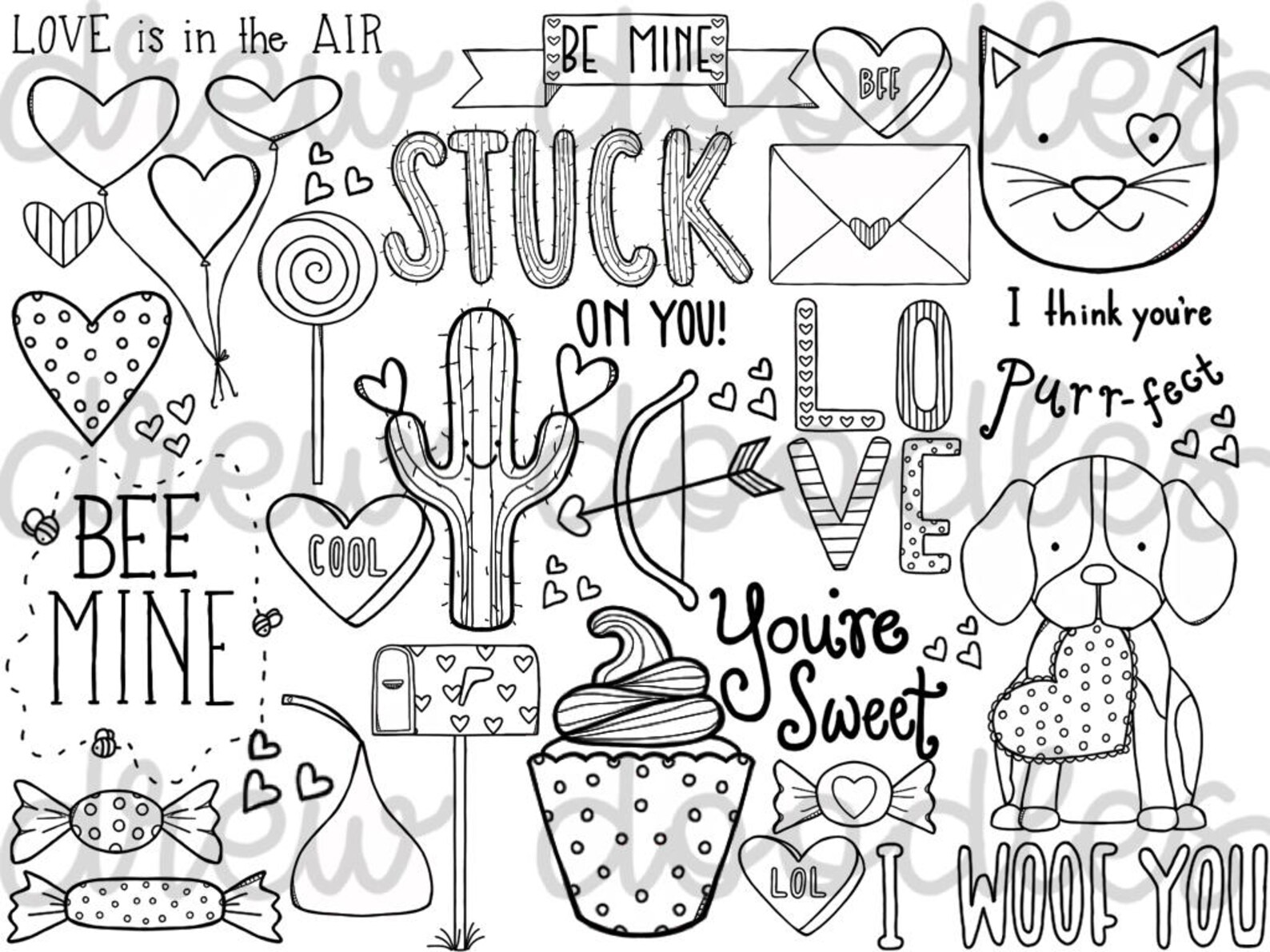 Valentine's Sayings Coloring Page PDF Girl and Boy - Etsy