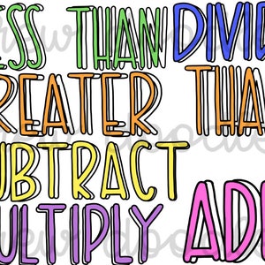 Math Doodles Digital Clip Art Set- Color and Black Line COMBO- Instant ...