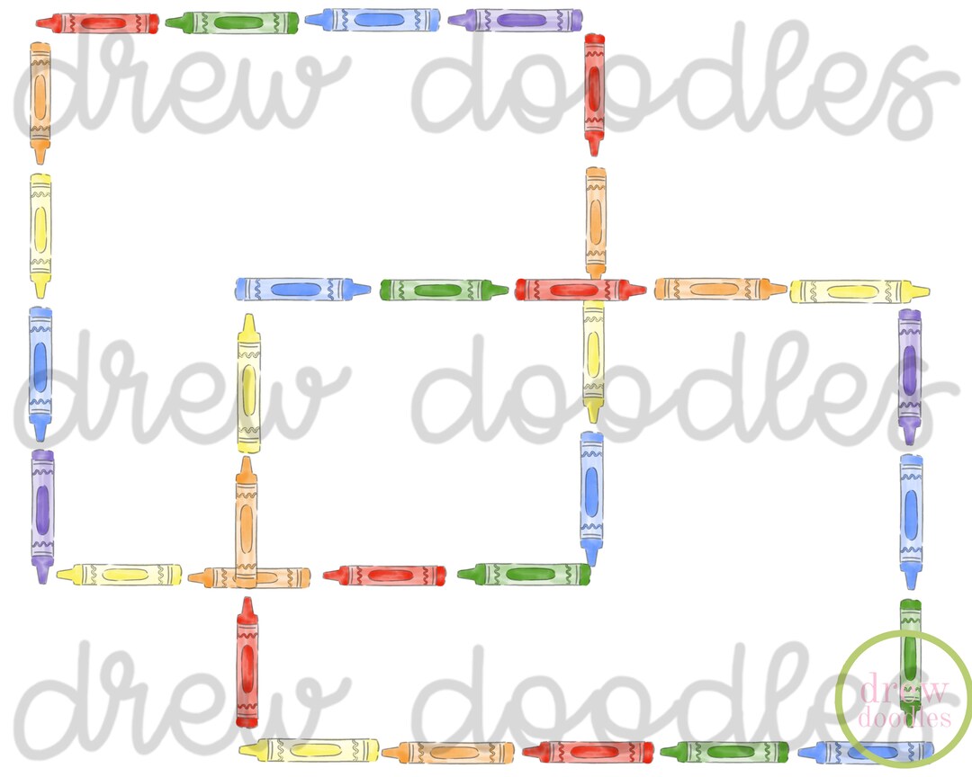 Watercolor Bright Crayon Frames Digital Clip Art Set- Instant Download ...