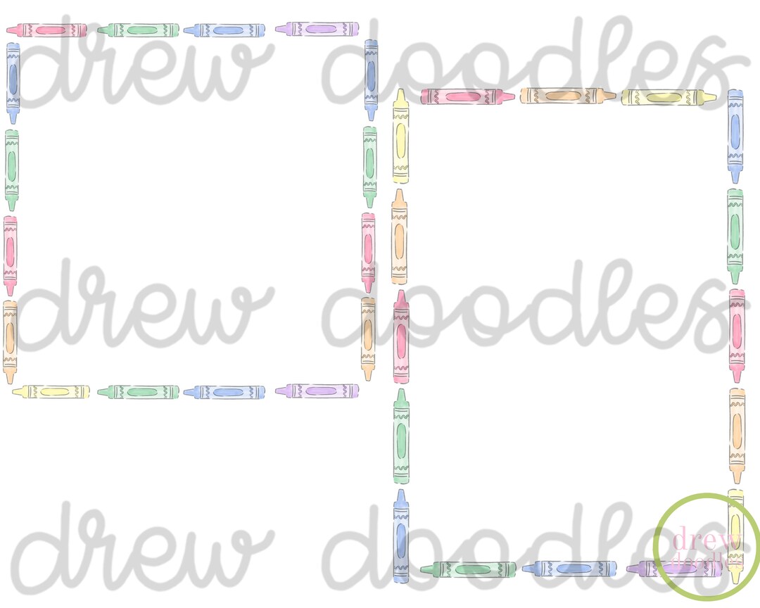 Watercolor Pastel Crayon Frames Digital Clip Art Set- Instant Download ...