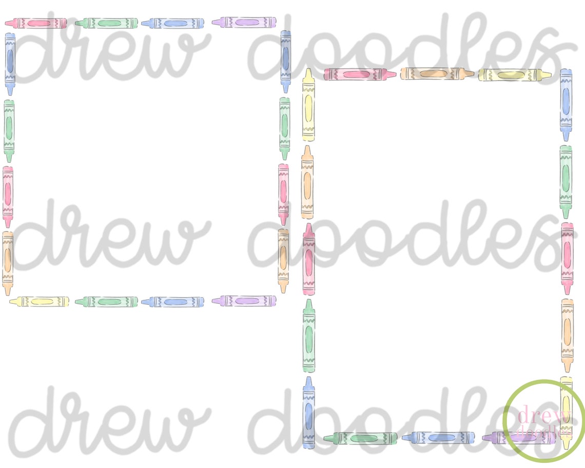 Watercolor Pastel Crayon Frames Digital Clip Art Set Instant - Etsy