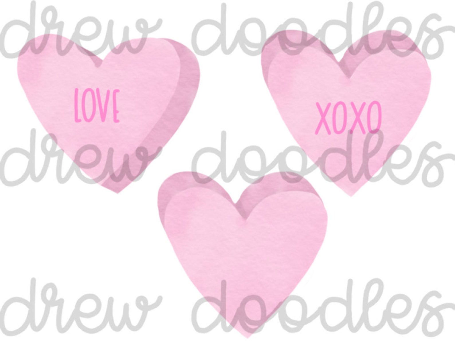 Watercolor Valentine's Day Conversation Hearts Digital Clip Art Set ...