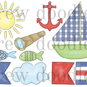 Watercolor Sailing Sailboat Jumbo Clip Art Set- Instant Download - Etsy