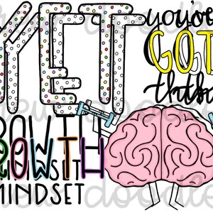 Growth Mindset Doodles Digital Clip Art Set- Color and Black Line ...