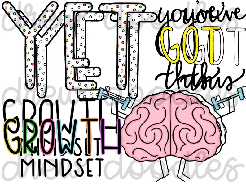 Growth Mindset Doodles Digital Clip Art Set- Color and Black Line ...