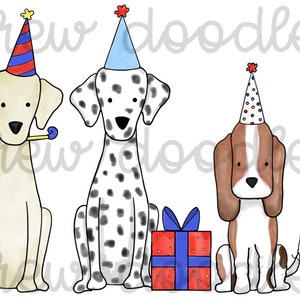 Watercolor Primary Party Dogs Digital Clip Art Set- Instant Download - Etsy