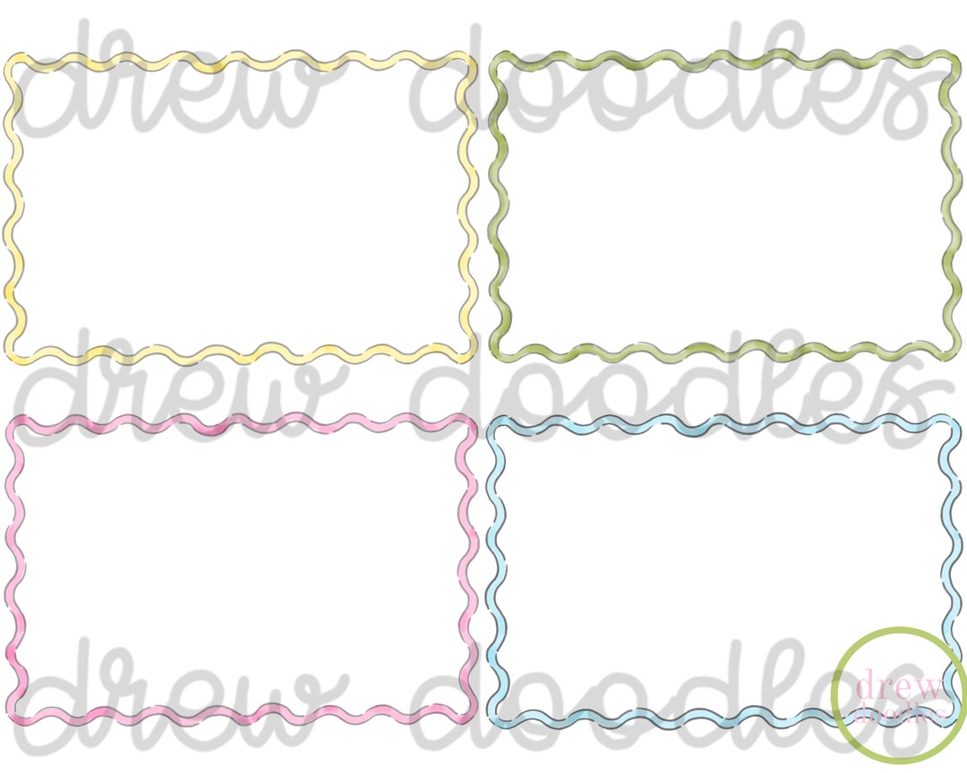 Watercolor Squiggle Frames- Instant Download - Etsy