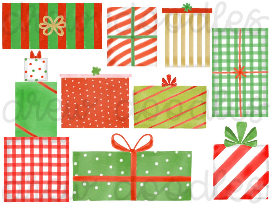 Watercolor Christmas Presents Digital Clip Art Set Instant | Etsy