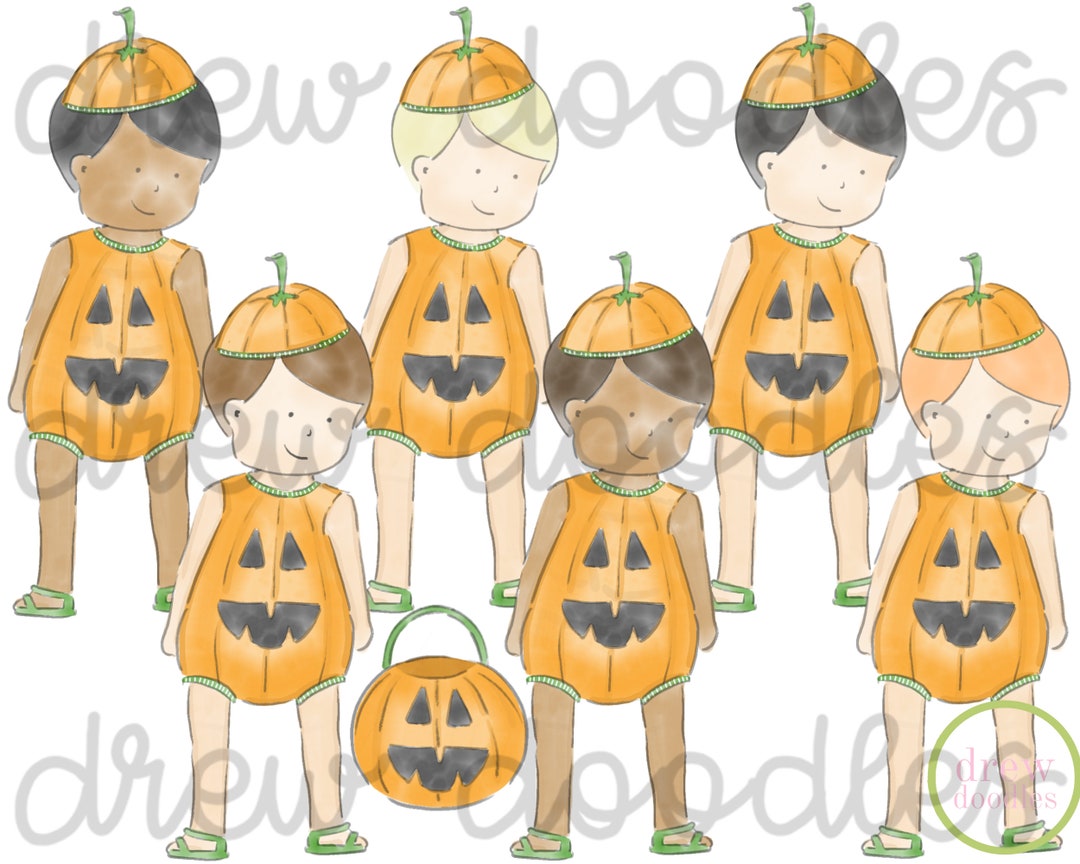 Watercolor Pumpkin Boys Digital Clip Art Set- Instant Download - Etsy